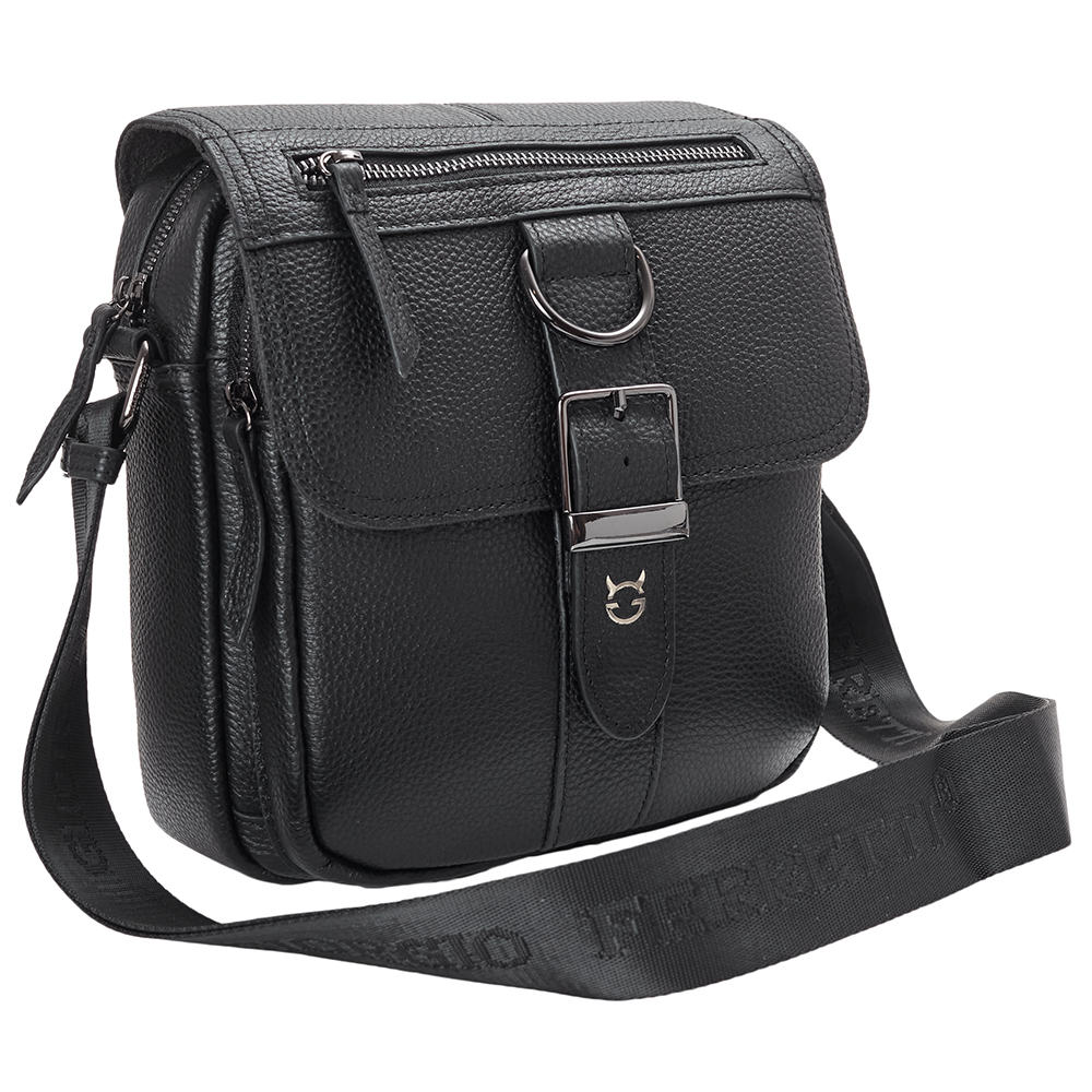 Небольшая кожаная мужская сумка на плечо GIORGIO FERRETTI GF3489BBLACK ...